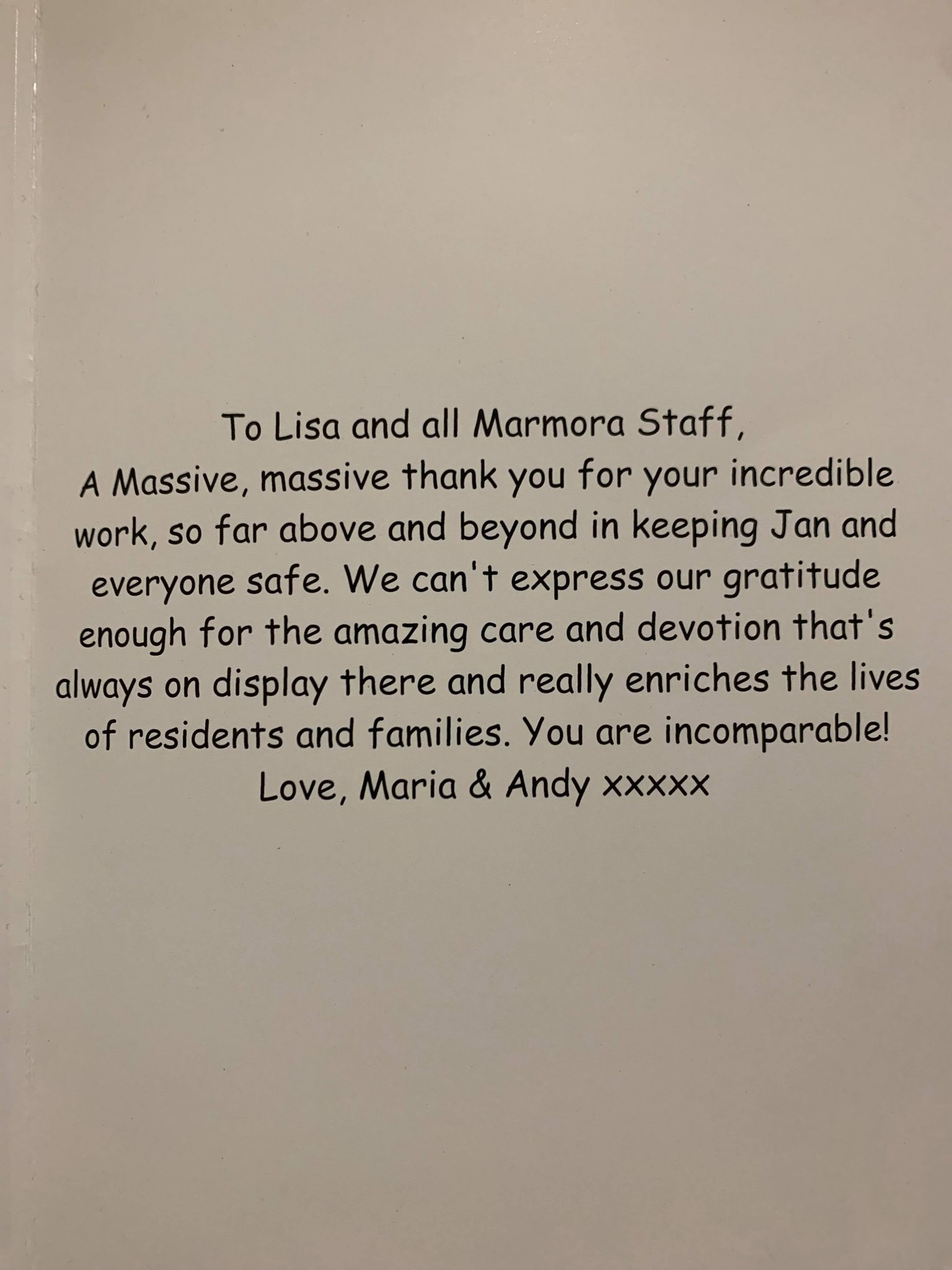 Compliments - Marmora Care Home Clacton