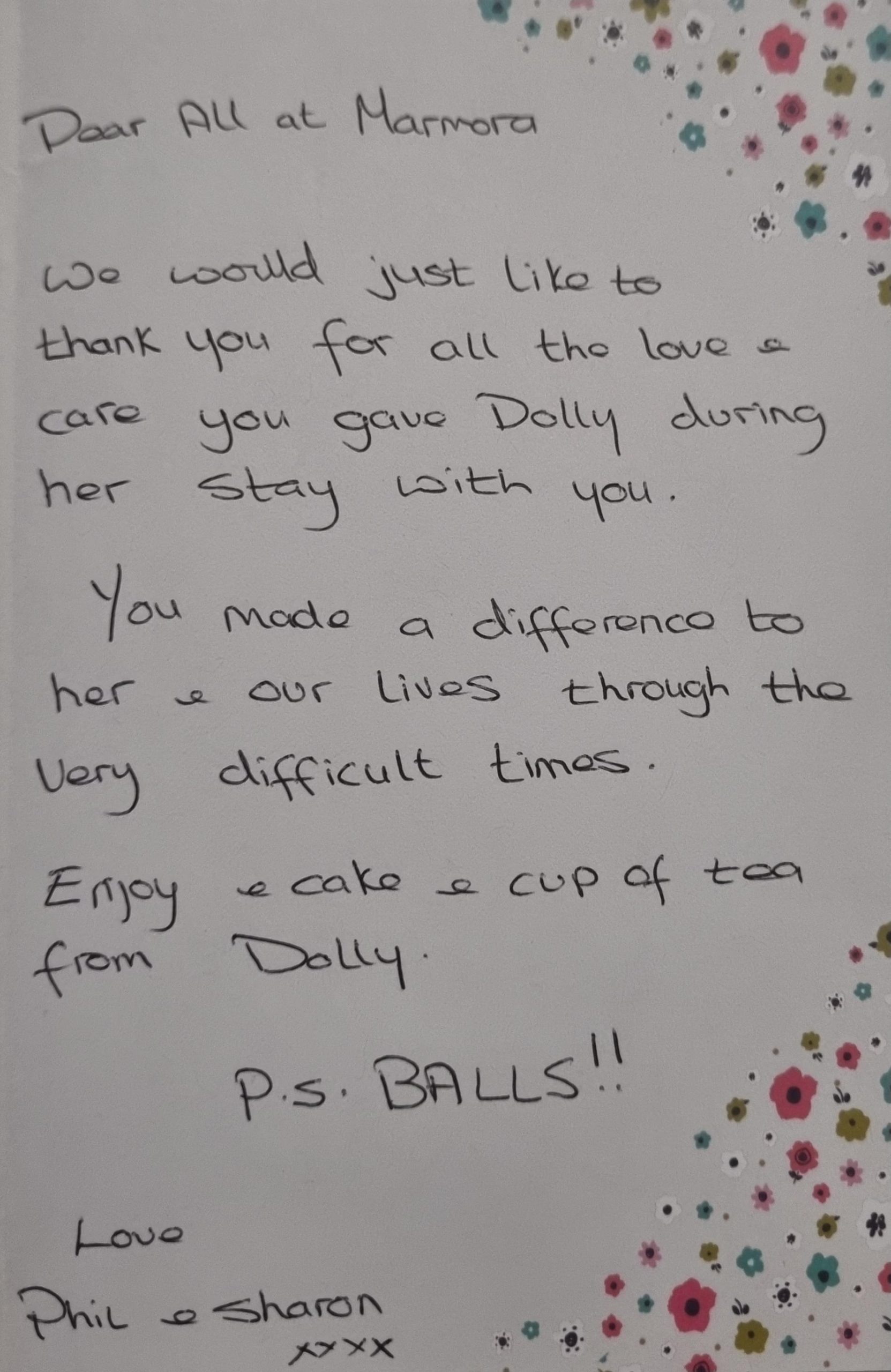 Compliments - Marmora Care Home Clacton